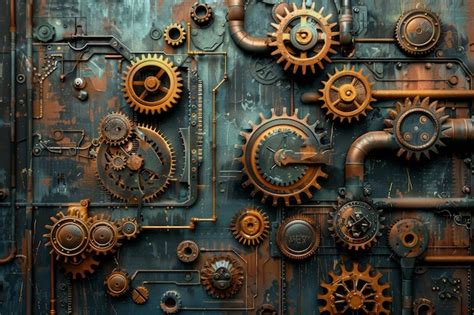 Premium Photo A Closeup Of A Steampunkinspired Design Featuring Intricately Detailed Gears And