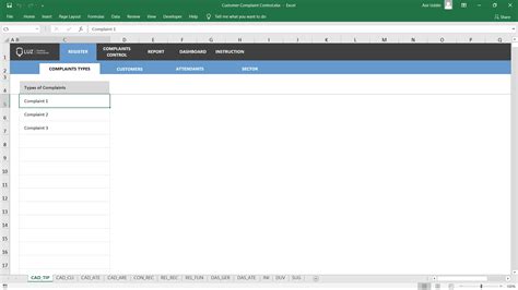 Customer Complaint Control Excel Spreadsheet Template Luz Templates