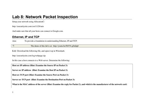 SOLUTION Lab Netw Packet Inspect Studypool