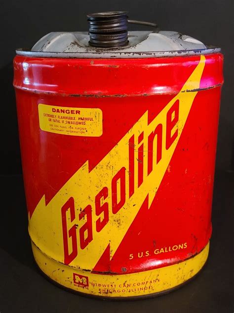 Metal Gasoline Can Vintage Gas Canmetal Gas Canold Gas Cangas