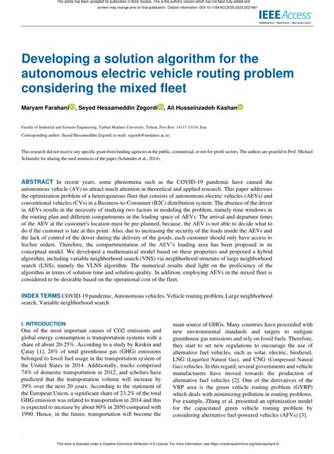 Pdf Developing A Solution Algorithm For The Autonomous Electric Vehicle Routing Problem