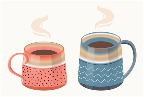 카페테리아 포스터 배너 카드에 대 한 신선한 커피 벡터 일러스트 레이 션 평면 스타일 디자인의 컵 프리미엄 벡터