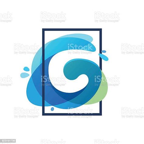 파란색 수채화 스플래시에서 사각형 프레임의 C 문자 아이콘 0명에 대한 스톡 벡터 아트 및 기타 이미지 0명 강 교육 Istock