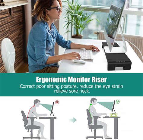 Monitor Stand With USB Ports Adjustable Width L Vicedeal