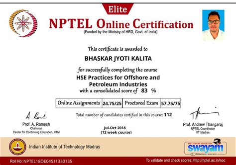 bhaskar jyoti kalita on linkedin nptel iitmadras offshore hse