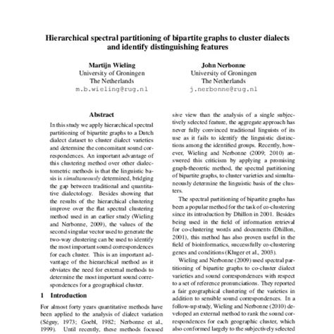 Hierarchical Spectral Partitioning Of Bipartite Graphs To Cluster Dialects And Identify