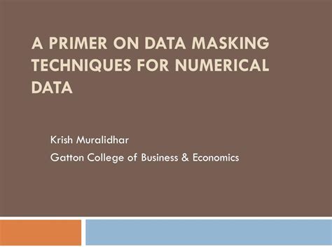 PPT A Primer On Data Masking Techniques For Numerical Data PowerPoint Presentation ID