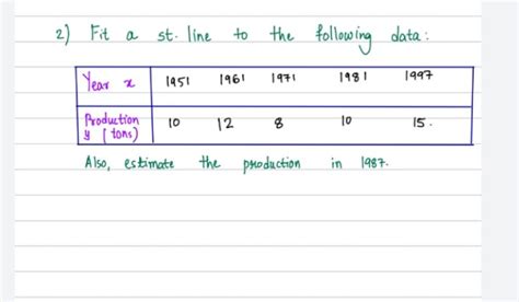 2 Fit A St Line To The Following Data Begin{tabular} { L C C C C