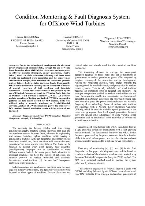 Pdf Condition Monitoring And Fault Diagnosis System For Offshore Wind Turbines