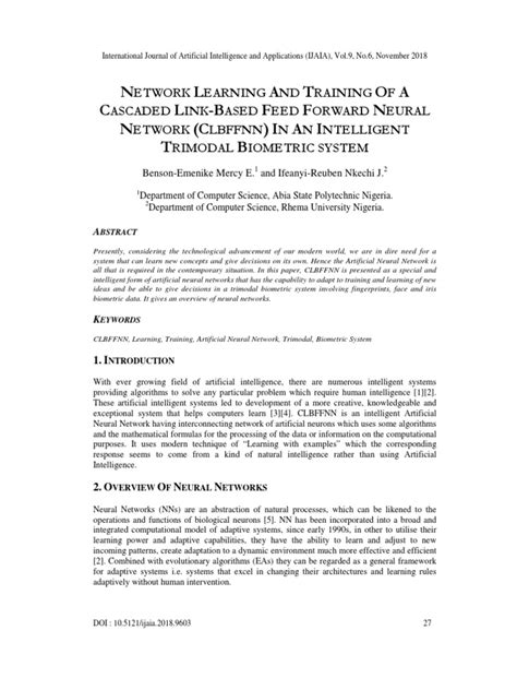 Network Learning And Training Of A Cascaded Link Based Feed Forward Neural Network Clbffnn In