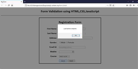 Form Validation Using Javascript