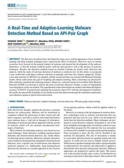 pdf a real time and adaptive learning malware detection method based