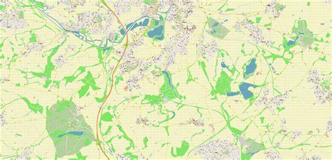 Wakefield Area Uk Map Vector City Plan High Detailed Street Map