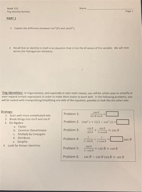 Solved Name Page Math Sum Difference Formula Chegg