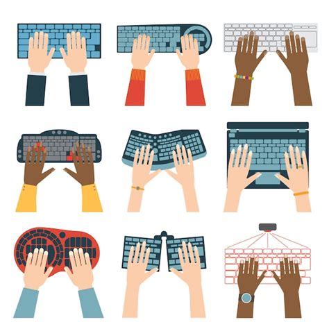 Premium Vector Keyboard Hands Set