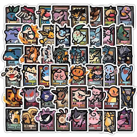 Pixel Style Anime Pokémon Stickers Pack Pikachu Cartoon Waterproof