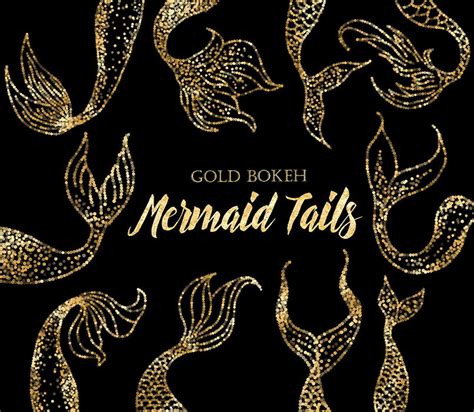 Gold Mermaid Clipart Mermaid Tail Clipart Glitter Mermaid Mermaid Party