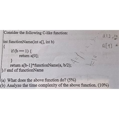 Solved Consider The Following C Like Function Int Chegg