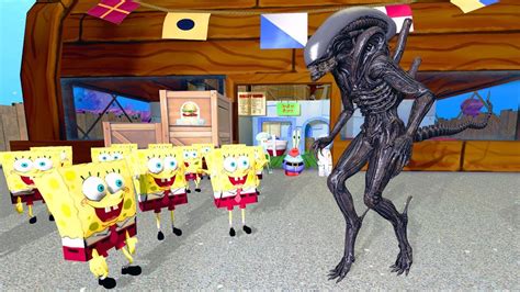 ЧУЖОЙ В КРАСТИ КРАБС СПАНЧ БОБ В ГАРРИС МОД Garrys Mod Youtube