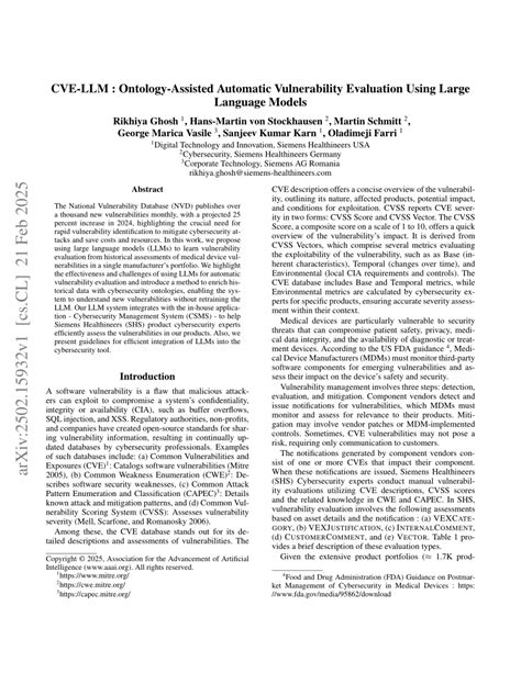 Pdf Cve Llm Ontology Assisted Automatic Vulnerability Evaluation Using Large Language Models