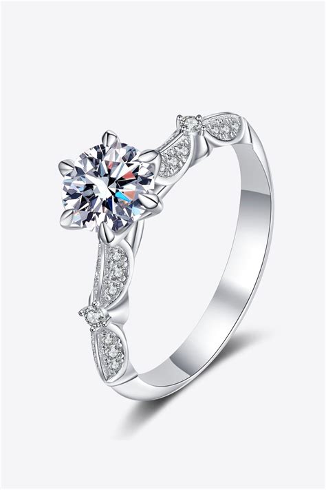 925 Sterling Silver Inlaid Moissanite 6 Prong Ring 스털링 실버 실버 주얼리 다이아몬드 약혼반지