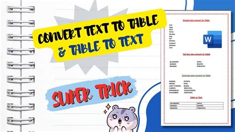 ms word text to table ms word table to text tips and tricks youtube