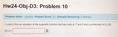 Solved Hw24 Obj D3 Problem 10 Problem Value 1 Points