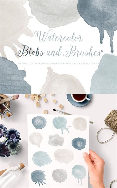 Watercolor Blobs Ps Brushes Set Ps Brushes Photoshop Brushes Free Photoshop Design