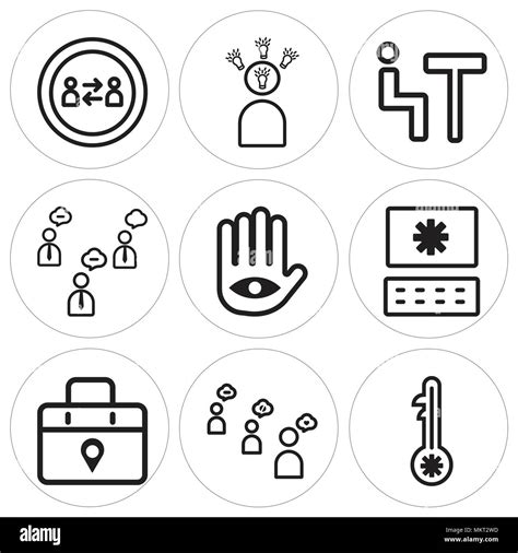 Set Of 9 Simple Editable Icons Such As Key Customer Placeholder Programmer Focus Teamwork
