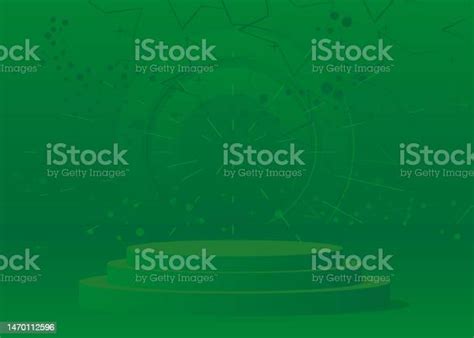 녹색 공상 과학 무대 쇼케이스 추상 미래 벡터 3d 룸 최소 기하학적 실린더 받침대 연단 모형 제품 디스플레이 프레젠테이션을 위한 빈 장면 0명에 대한 스톡 벡터 아트 및