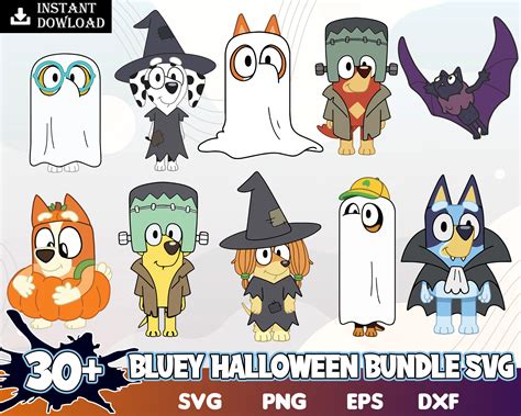 30 Bluey Halloween Bundle Svg Bluey Friends Halloween Svg Inspire