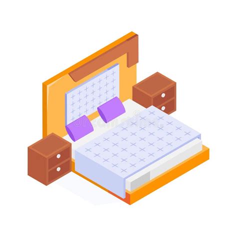 Comfortable Double Bed With Side Tables Stylish And Modern Design Stock Vector Illustration