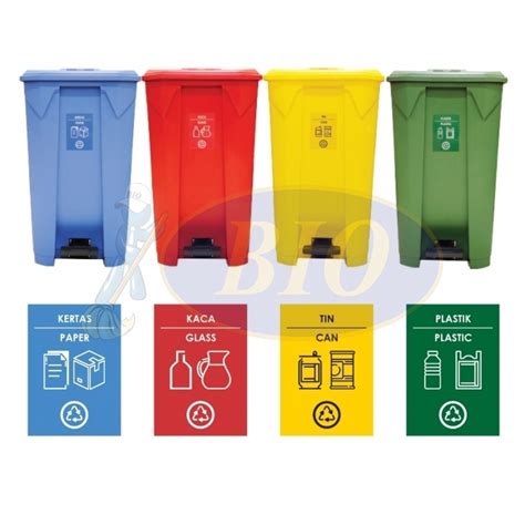 87l Cm4 Recycle Tt Step On Pedal Bin 4 In 1