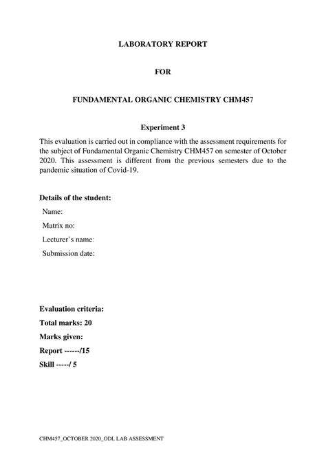 Lab Manual Chm 457 Exp 3 Chm457october 2020odl Lab Assessment