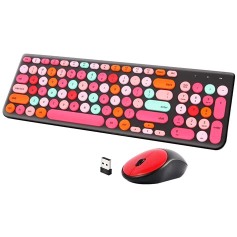 Wireless Keyboard And Mouse Combo Retro Typewriter Wireless Keyboard With Round Keycaps 2 4ghz
