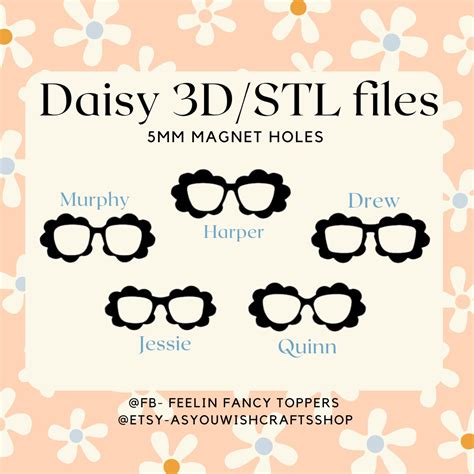 Daisy Topper Stl Pair Eyewear Compatible 3d Printer File Stl Digital