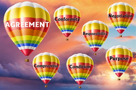 계약 컨셉의 열기구 추상적 배경 생각과 창의력 3d 일러스트레이션 격차 좁힘에 대한 스톡 사진 및 기타 이미지 격차 좁힘 교육 신뢰 Istock