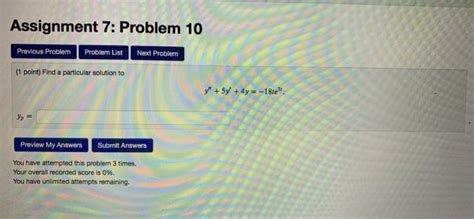 Solved Assignment 7 Problem 10 Previous Problem Problem