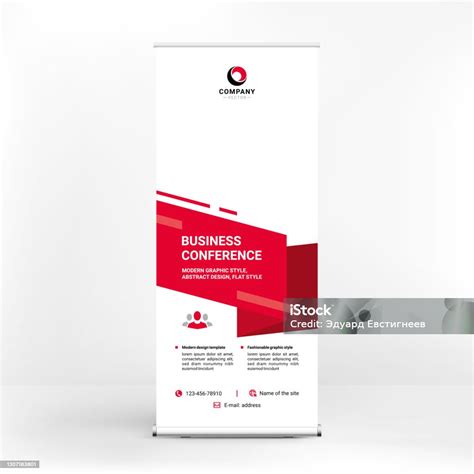 롤업 배너 디자인 컨퍼런스를 위한 창의적인 스탠드 상품 및 서비스 광고 현대적인 플랫 스타일 세미나 배너 입간판에 대한 스톡 벡터 아트 및 기타 이미지 Istock
