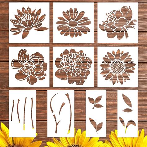 Keluna Large Flower Stencils 10 Pcs Reusable Flower