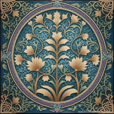 High Resolution Islamic Art Plant Scroll Patterns Stable Diffusion Online
