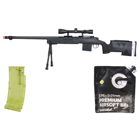 Wellfire Mb4417 M40a3 Bolt Action Airsoft Sniper Rifle W Scope And Bipod