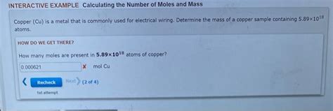Solved INTERACTIVE EXAMPLE Calculating Numbers Of Atoms If Chegg Com