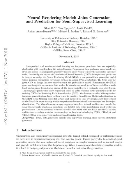 Pdf Neural Rendering Model Joint Generation And Prediction For Semi Supervised Learning
