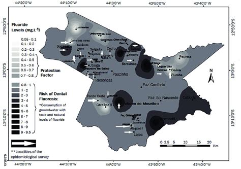 Map Of Distribution Of Fluoride Levels In Groundwater And Indication
