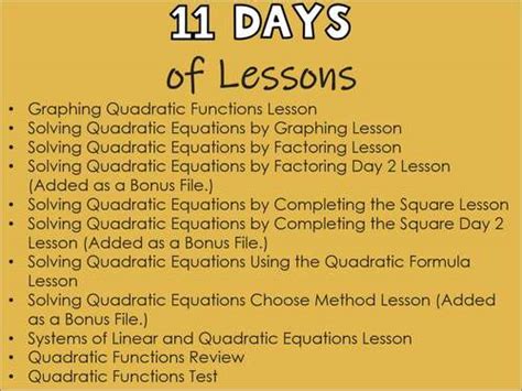 Quadratic Functions Equations Algebra Unit Graph And Solve Quadratic Functions