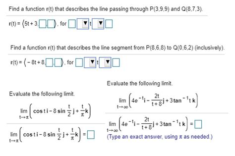 Solved Find A Function R T That Describes The Line Passing Chegg