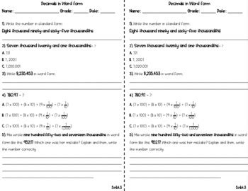 Decimals In Word Form Games