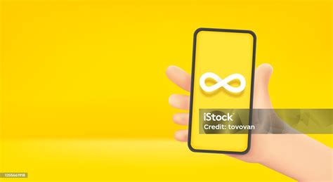 무한대 기호와 스마트 폰을 들고 남자 복사 공간이 있는 벡터 배너 3차원 형태에 대한 스톡 벡터 아트 및 기타 이미지 3차원 형태 Brand Name Smart