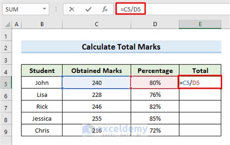 How To Apply Percentage Formula In Excel For Marksheet Applications